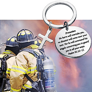 bobauna Bible Verse Keychain Psalm 91 (protection Psalm 91:10-11 keychain)