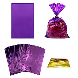 FAZHBARY 100 PCS Purple Cellophane Bags Colored Cellophane Bags 6x9 Purple Goodie Bags Cello Bags Gift Bags for Candy Cookie Wrapping Supplies