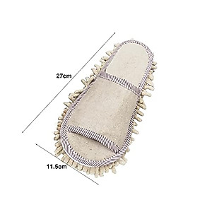 Leefasy Mop Slippers Men Women Cleaning Shoes Microfiber Mute Cleaner Detachable Practical Mopping Slippers Cleaning Sandals for Floor Polishing, Beige