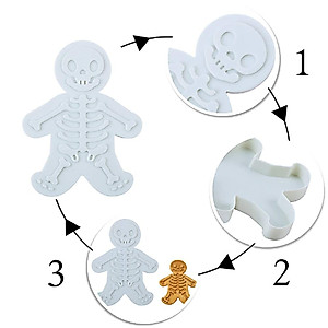 KAISHANE Halloween Skull Gingerbread Men Cookie Cutters Fondant Biscuit Pastry Cutter