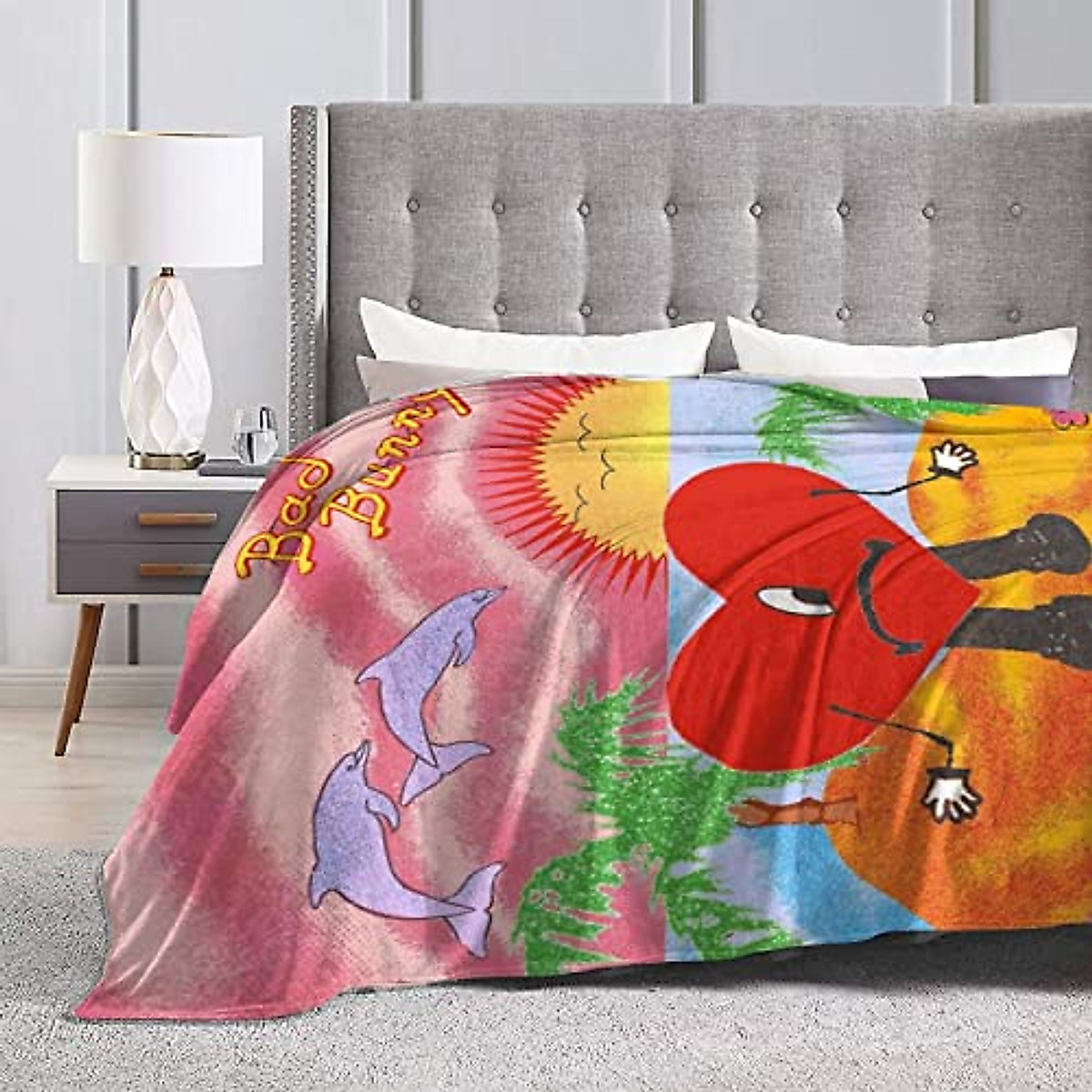 Bad Cute Bunny Throw Blanket Living Room Car Bedroom Warm Blankets Air Conditioning Blanket Fans Gifts 50"X40"