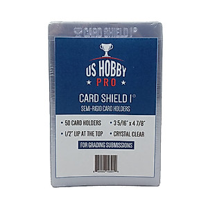 USHobby Pro Card Shield 1 - Semi Rigid Card Holders, Ideal for Grading Submissions. 50 Pack.