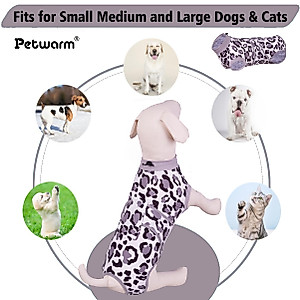 PetWarm Surgery Suit for Dogs Male - Dog Cone Alternative After Surgery - Covers Wounds, Prevents Licking - Fashionable and Protective - Lightweight and Breathable,Leopard Pattern,White,L