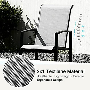 Dulce Domi Patio Chairs Set of 4, Rust-Free Outdoor Chairs W/Metal Slat Finish, 2x1 Textilene Dining Chairs Set of 4, Patio Chairs L23”xW22”xH38” Max Weight 280 Lbs