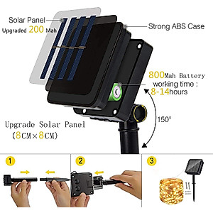 Solar Fairy Lights Outdoor,2 Pack Total 240LED Solar Lights Outdoor Waterproof 24M/80Ft 8 Modes Outdoor Copper Wire Solar Fairy Lights Patio Decor Lights,Yard,Porch Hanging Lights (Warm White)