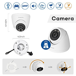 ONWOTE Wired 4K NVR PoE Security Camera System, Human Vehicle Detection Tigger Color Night Vision, 4 * 6MP Outdoor 122° Wide Angle IP Cameras Audio, 8 Channel 8MP NVR 2TB, CCTV Home Surveillance Kit