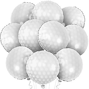 KatchOn, 10 Pcs Golf Balloons for Birthday Party - 18 Inch | Foil Golf Ball Balloons for Golf Party Decorations, Hole In One Birthday Decorations | Golf Party Supplies, Golf Birthday Party Decorations
