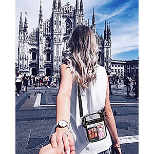 clear bag for stadium events - Clear Crossbody Purse Bag, with Adjustable Shoulder Strap for Women, Men(black)