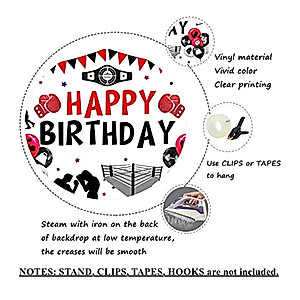 Boxing Birthday Party Backdrop for Boys Red and Black Boxer Sport Photography Background Decorations Kids Boxing Match Party Banner Supplies 7x5ft