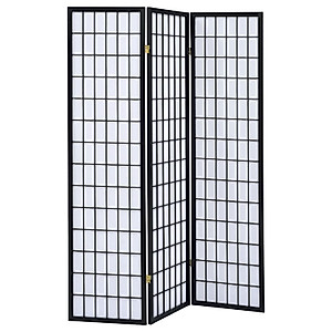 Carrie 3-Panel Folding Screen, Black and White