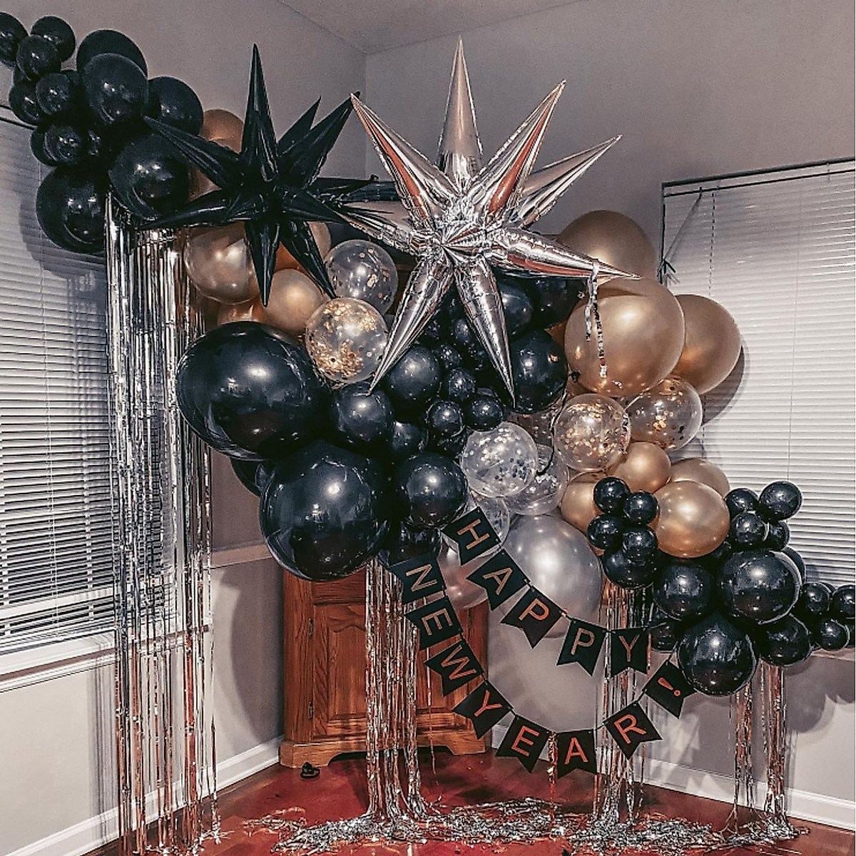 Black Gold Balloons, 50pcs 12 inch Gold Black Balloons Kit, Black Latex Balloons for Birthday, New Year,Wedding, Graduation Party Decorations