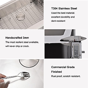 30 Inch Stainless Steel Farmhouse Sink - Abironl 30"x22" Farmhouse Apron Front Farm Sink Ledge Workstation Kitchen Sink 16 Guage Stainless Steel Farm Sink for Kitchens