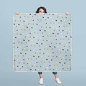 Wildcubz 51" Heavy Duty Baby Splat Mat for Under High Chair | Includes Wet Bag | Premium Washable Toddler Mat | Baby Led Weaning | High Chair Mat for Floor | Craft Mat | Splash Mat (Dots)