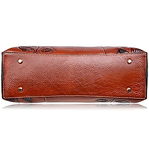 PIJUSHI Top Handle Satchel Handbags for Women Designer Floral Handbags and Purses (6913 Brown)