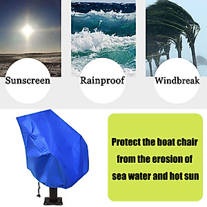 Boat Seat Cover Heavy Duty Oxford Fabric, Captain's Chair Cover Weather Resistant 420D Waterproof, Boat Bench Chair Seat Cover,Full Length Protection for Your Helm Chair Protective Cover （Blue）
