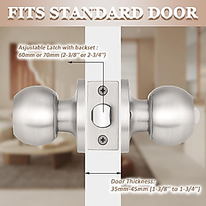 Probrico 10 Pack Bed/Bath Room Round Door Knob,Privacy Function for Bathroom/Bedroom,Interior Door Knobs with Lock Satin Nickel Finish, Keyless(Thumb Turn Lock on The Inside) Door Handles Locks