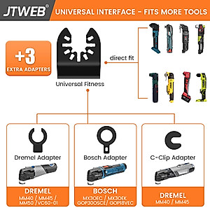 JTWEB Carbide Oscillating Tool Blades, Carbide Oscillating Saw Blades Multitool Blades Heavy Duty for Hard Material, Hardened Metal, Steel Nails, Bolts, Screws, Universal Multi Tool Blades Kits