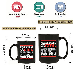 Never mess with a girl Run humor quote a long Distance Marathon Runner for Running lovers girls 11oz 15oz Black Coffee Mug