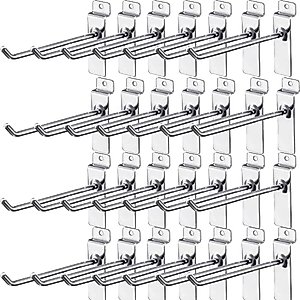 tonchean 100 PCS Chrome Slatwall Display Hooks for Slatwall Board 6 Inch Commercial Grade Metal Retail Hooks Sliver Assortment Garage Storage Organizer Display Hooks for Panel Iron