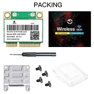 WiFi 6E Half Mini PCI-E WiFi Network Card 802.11AX AC MPE-AXE3000H 2.4GHz 5GHz 6GHz 5400Mbps Wireless Card BT5.2 MU-MIMO Mini PCIe Wi-Fi 6E Adapter OFDMA vPro for Windows 10/11 PC Laptops