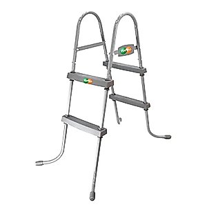 YUEWO 36" 2-Step Steel Frame Above Ground Swimming Pool Ladder with Non-Slip Plastic Steps for Entry and Exit System Swim Pools