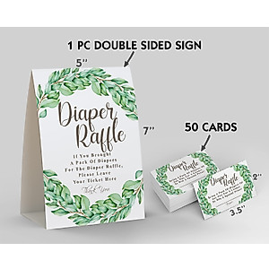 Diaper Raffle Tickets for Baby Shower Sign，Baby Shower Invitations with Diaper Raffle Cards - Baby gender neutral tickets(1 Sign with 50 Raffle Tickets) Toctose027