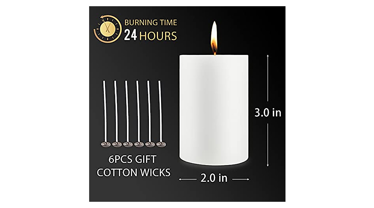 12 Pack Unscented Pillar Candles - Long-Lasting & Clean Burning