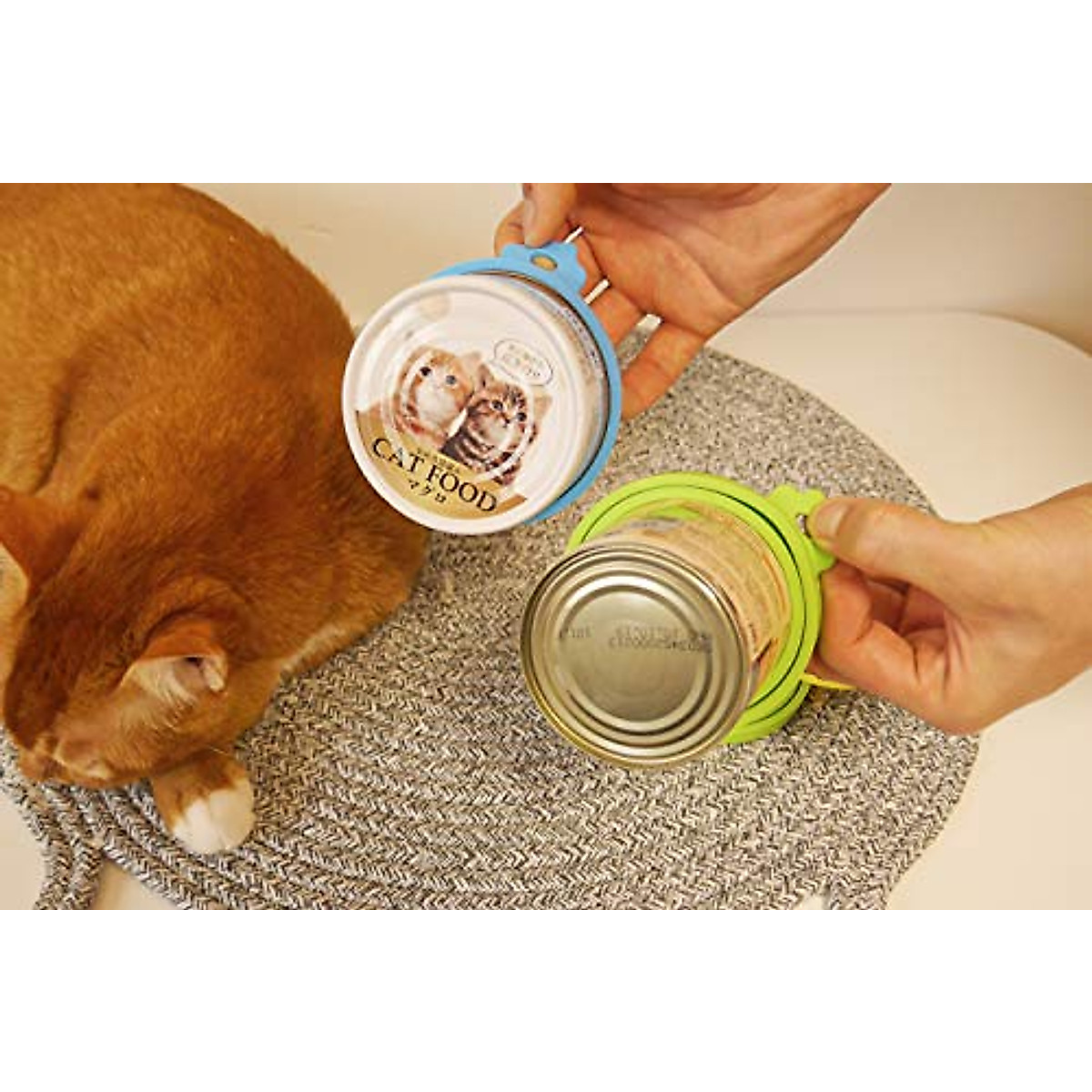 Comtim Pet Food Can Lids, Silicone Can Lids Covers for Dog and Cat Food, Universal Size Fits All Standard Size Dog and Cat Can Tops (3 Pack & Spoon, Multi-Colored)
