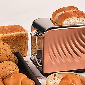 Cotomier Toaster 2 Slice, Rose Gold Stainless Steel Retro Toaster with Defrost Bagel Cancel Function & 6 Shade Settings