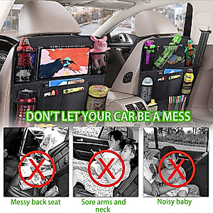 SZcomell Backseat Organizer 2 Pack 9 Storage Pockets and a Touch Screen Tablet Holder, Car Seat Back Organizer and Storage for Kids Toy iPad Bottle Snacks Books