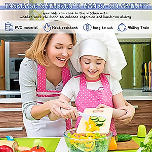 4 Pcs Kids Knife Toddler Safe Cutter Serrated Edges Set for Kitchen Cooking Plastic Children's Cooking Friendly Knife and Crinkle Cutter for Fruit Cake Food Vegetable (Green, Blue, Yellow)