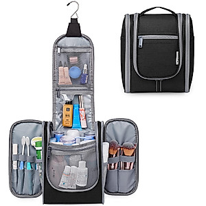 Narwey Small Hanging Travel Toiletry Bag Cosmetic Make up Organizer for Women and Men (Medium, Black)