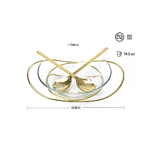 Rigeli Regent 18/10 CONTEMPO Chromeplated 9.8”inch 25cm Salad Bowl with Stainless Steel Servers Salad Bowls, Big Salad Bowls with Perfect for Fruits, Vegetable or Salads (Gold)