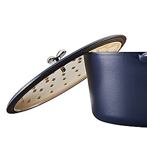 Ayesha Curry Enameled Cast Iron Dutch Oven/Casserole Pot with Lid, 6 Quart - Anchor Blue