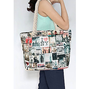 Sailman Canvas Tote Bag for Women, Shoulder Bag for Beach Travel Daily Bags (New York)