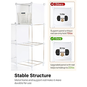Kootek Cube Storage Organizer 9-Cube Modular Bookshelf DIY Plastic Clothes Shelves Closet Organizer Bins Square Storage Box with Hammer for Living Room Bedroom Office, White