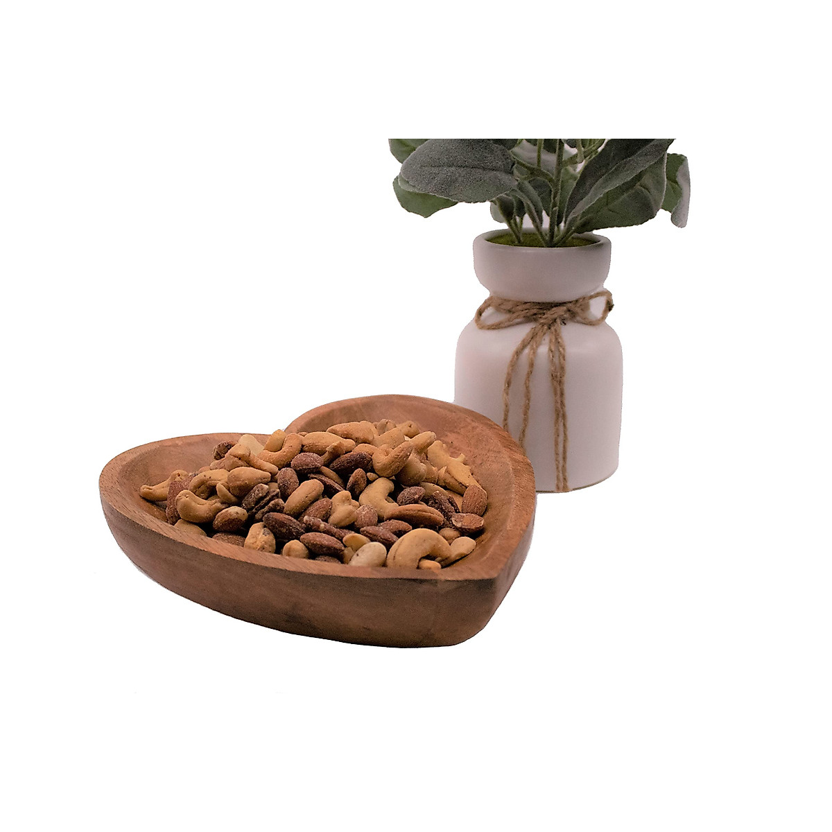 Heart Shaped Wooden Salad Bowl, Fruit Bowl, Candy Bowl, Decorative Wood Bowl, Hand-Crafted, Eco-Friendly, Large 10”(W) x 10” (L) x 2” (H)