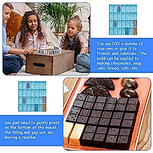 Domino Mold for Epoxy Domino Mold for Resin Candy Molds Clay Mold Dominoes Molds 28 Cavities Silicone Mold for Pendant Epoxy Molds Cake Jewelry Making Tool (Blue,125 Gram)