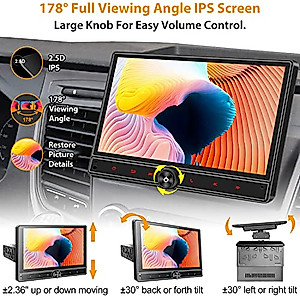 Trumsey Adjustable and Detachable 10.5" HD IPS Large Screen Single Din Car Stereo, CarPlay, Android Auto, Bluetooth Audio, Steering Wheel, Subw, Mirror Link, FM/AM Car Radio, Rear Camera, USB/SD/AUX