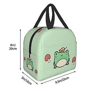 Insulated Lunch Bag Reusable Lunch Box for Women Men, Cooler Lunch Tote Bag Picnic Office Work, Cute Mushroom and Frog Gift