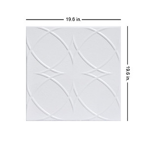 A La Maison Ceilings R82 Circles and Stars Foam Glue-up Ceiling Tile (259.2sq. ft./Case), Pack of 96, Ultra Pure White - Satin (Behr)