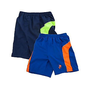 Hiheart Boys 2-Pack Quick Dry Athletic Shorts with Mesh Side Panel Navy Blue 3T