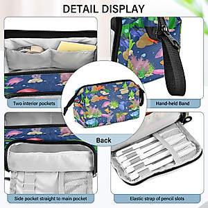 PJGINUIUA Pencil Case School Supplies Pouch, Ocean Fish Nylon Handheld Pen Bag Big Makeup Bag for Teen Boys Girls School Students