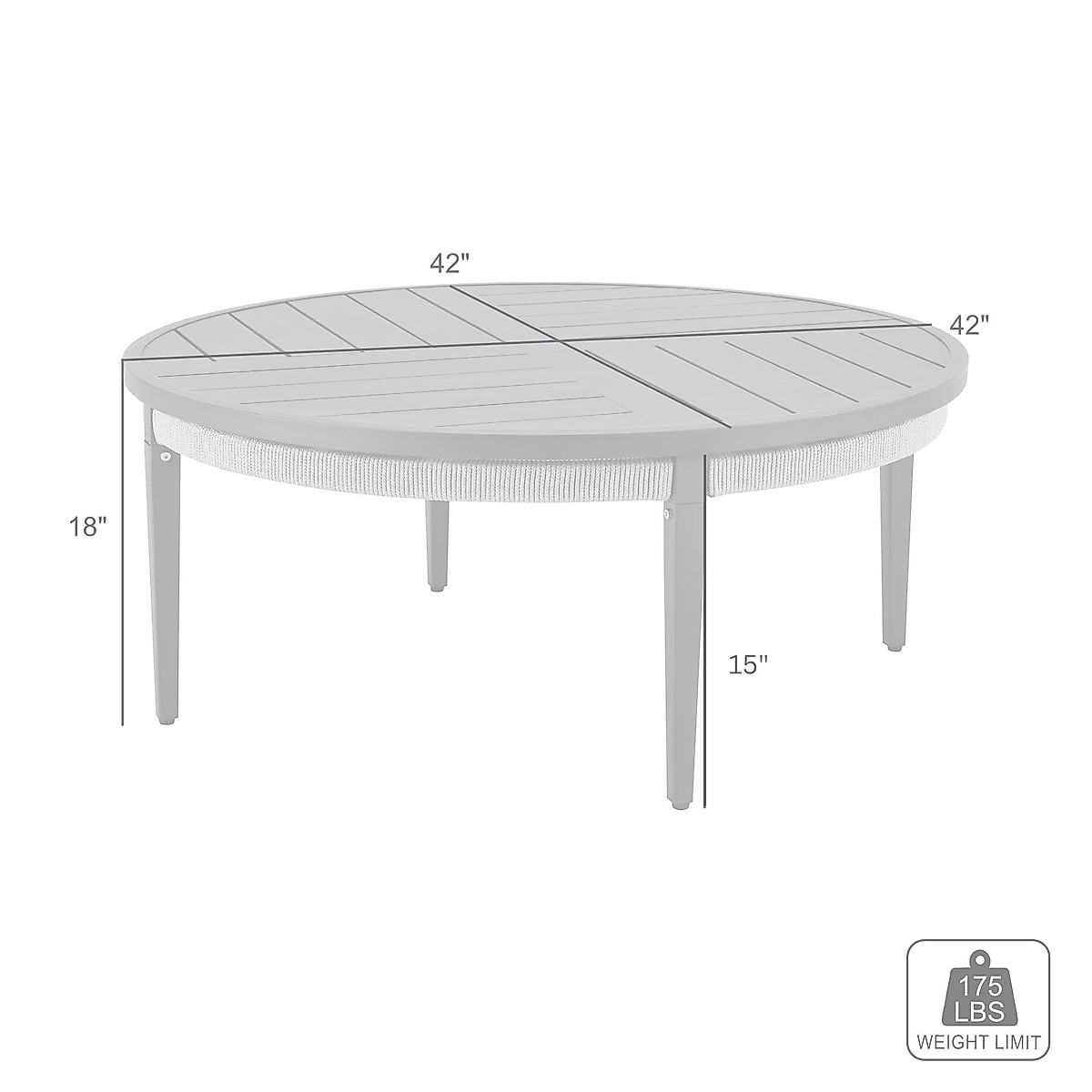 Armen Living Zella Modern Outdoor Patio Aluminum Metal Coffee Table, Charcoal