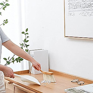 Small Broom and Dustpan Set, Bamboo Handle Mini Brush Dustpan, Short Hand Broom for Home,Kitchen, Office, Pet, Desktop, Outdoor (11.5")