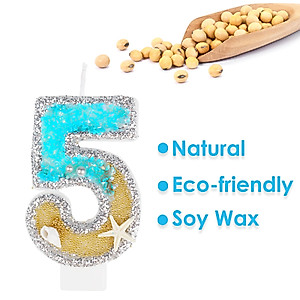 Birthday Candles Number 1 Candle, Handmade Numeral Candle Cake Topper, Perfect for Mermaid Theme Baby Shark Theme Finding Nemo Theme Birthday Party Favors Decorations