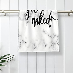 AIYOOLER Marble Bath Towels Set of 2 White Grey Marble Texture Get Naked Hand Towels for Bathroom,Decorative Kitchen Dish Guest Towel Soft Absorbent Small Bath Hand Towel for Spa,Gym,Yoga 28x16 in