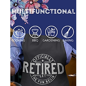 InnoBeta Retirement Gifts for Women/Men, Retirement Apron with Pockets and Adjustable Neck Strap, Retired Gifts - Officially Retired
