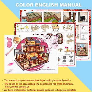 Spilay DIY Dollhouse Miniature with Wooden Furniture,DIY Dollhouse Kit Big Japanese Courtyard Model with LED & Music Box,1:24 Scale Creative Room Gift Idea for Adult Friend Lover (Yaquan Courtyard)
