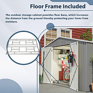 SofLuxe Metal Outdoor Storage Shed,Utility Garden Shed Tool House with Hinge Door and Padlock,Floor Frame Included,All Weather Metal Sheds for Backyard Patio,Gray,10 * 8ft